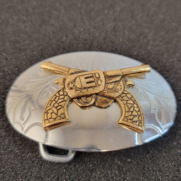 Chamber Belt Co | Accessories | Western Mixed Metal Crossed Guns Belt ...